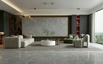 China 900x1800x9mm Grey Polished Glazed Porcelain Tile 0.5% W.A for sale