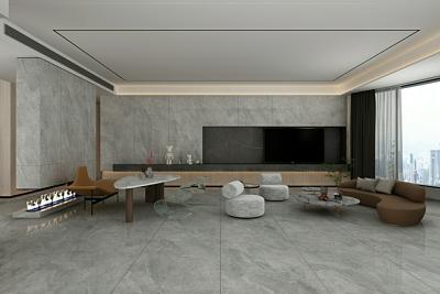 China Grey Polished Glazed Porcelain Tile 900x1800mm Indoor Floor Wall for sale