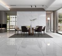 China Light Gray Polished Glazed Porcelain Tile 900x1800mm for sale