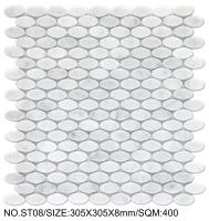 China White and Light Green Firebrick 305x305mm Natural Stone Mosaic For Dining Room and Office for sale