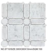 China Light Green and Beige 300x300mm Natural Stone Mosaic For Kitchen and Dining Room for sale