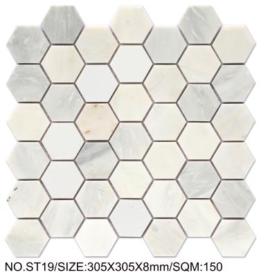 China Stain-resistant Hexagon 300x300mm Natural Stone Mosaic For Project And Hotel for sale