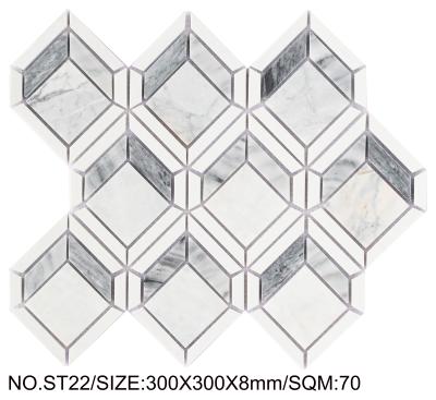 China Antibacterial Ivory and Gray 300x300mm Natural Stone Mosaic For Office and Bathroom for sale