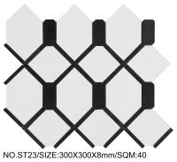 China White And Black Anti-Slip 300x300mm Natural Stone Mosaic For Dining Room And Living Room for sale