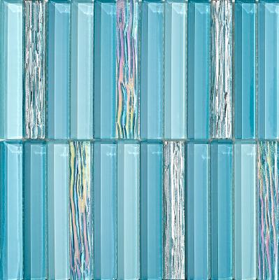 China Firebrick 300x300mm Blue Glass Mosaics For Hotel And Living Room Stain-Resistance for sale