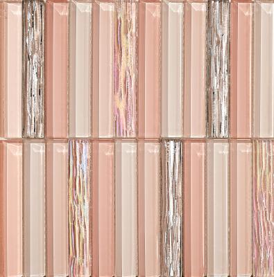 China Non-Slip And Durable 300x300mm Light Pink Interior Wall Glass Mosaics For Hotel And Balcony for sale