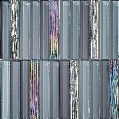 China Decorative And Stylish Gray 300x300mm Interior Wall Glass Mosaics For Apartment And Renovation Project for sale