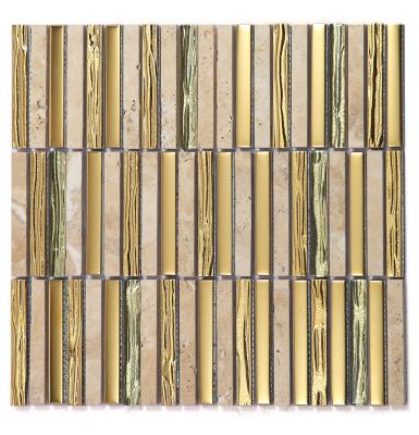 China 282x294mm Wall Natural Stone Mosaics For Living Room And Balcony Brown Wear-Resistance for sale