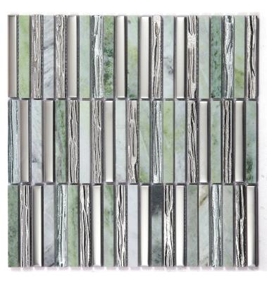 China Green Stylish 282x294mm Interior Wall Natural Stone Mosaics For Bedroom and Swimming Pool for sale
