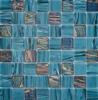 China Blue Wear-resistant 304x304mm Interior Wall Glass Swimming Pool Mosaics For Living Room and Project for sale