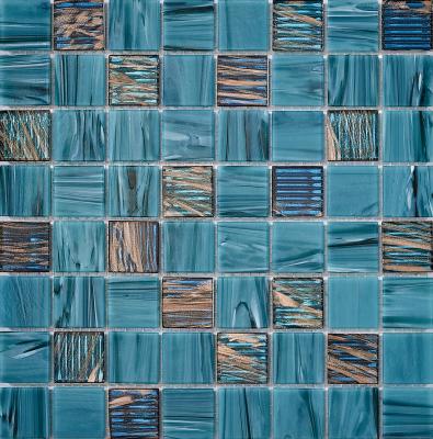 China Blue Wear-resistant 304x304mm Interior Wall Glass Swimming Pool Mosaics For Living Room and Project for sale