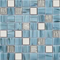 China Anti-slip Blue 304x304mm Interior Wall Glass Swimming Pool Mosaics For Bedroom and Dining Room for sale