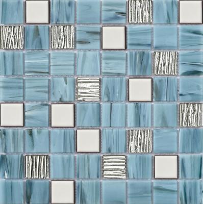 China Anti-slip Blue 304x304mm Interior Wall Glass Swimming Pool Mosaics For Bedroom and Dining Room for sale