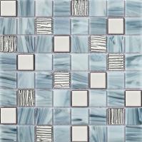China Blue Wear-resistant and Stain-resistant 304x304mm Interior Wall Glass Mosaics For  Swimming Pool for sale