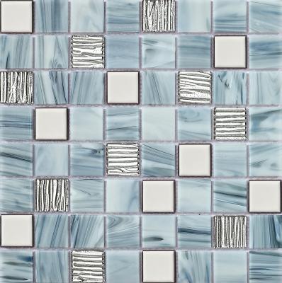China Blue Wear-resistant and Stain-resistant 304x304mm Interior Wall Glass Mosaics For  Swimming Pool for sale