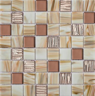 China Firebrick and Anti-slip 304x304mm Interior Wall Glass Mosaics For Building and Swimming Pool for sale