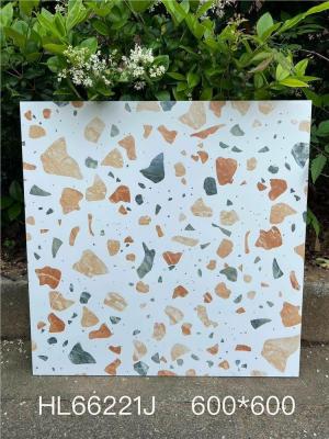 China Beige Elegant 600x600mm Indoor Floor Antibacterial Terrazzo Ceramic Tiles For Bathroom and Kitchen for sale