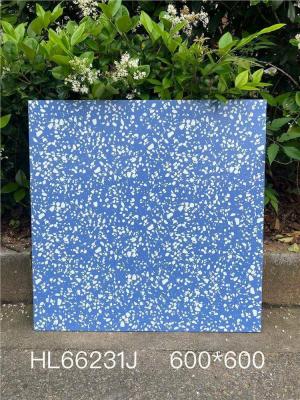 China Waterproof Blue 600x600mm Indoor Floor Terrazzo Ceramic Tiles For Bathroom for sale