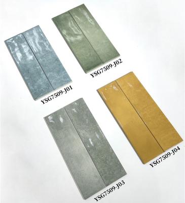 China Waterproof Blue 75x300mm Glossy Indoor Ceramic Wall Tiles For Office and Bathroom for sale