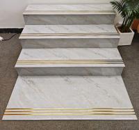 China Marble 470x1200mm Golden Bullnose Full-set Polished Glazed Ceramic Staircases For Hotel for sale