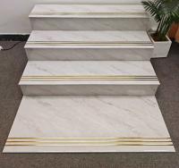 China Light Gray 470x1200mm Golden Marble Bullnose Full-set Polished Glazed Ceramic Staircases For Decoration and Apartment for sale