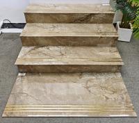 China Non-slip Light Brown 470x1200mm Golden Marble Bullnose Full-set Polished Glazed Ceramic Staircases For Living Room for sale