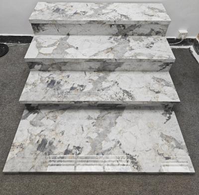 China Stunning Beige Leave Space for Led Strip 470x1200mm Polished Glazed Ceramic Staircases For Decoration for sale