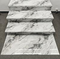China Anti-slip Gray Mable Leave Space for Led Strip 470x1200mm 35mm Polished Glazed Ceramic Staircases For House for sale