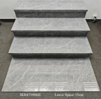 China Wear-resistant Light Gray Mable Leave Space for Led Strip 470x1200mm Polished Glazed Ceramic Staircases Step and Riser For Living Room for sale