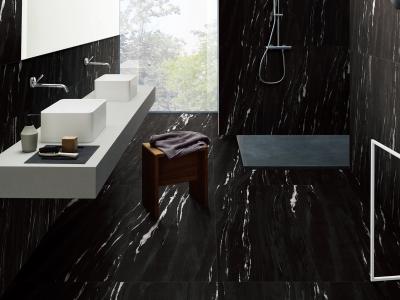 China Antibacterial and Firebrick Black 600x1200mm Matt With Mould Surface Porcelain Tiles For Hotel for sale