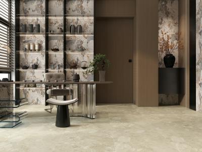 China Durable and Stylish Gray and Beige Terrazzo 600x1200mm Porcelain Tiles Matt With Mould Surface Floor Tiles For Balcony and Dining Room for sale