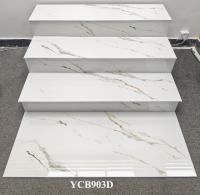 China Stunning and Stain-resistant Gray Carrara Beige 470x1200mm Polished Glazed Ceramic Staircases Step and Riser For Office and Building for sale