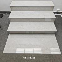 China Stunning and Stain-resistant Gray Carrara Beige 470x1200mm Polished Glazed Ceramic Staircases Step and Riser For Office and Building for sale