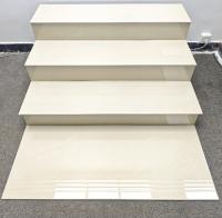 China Wear-resistant Gray Beige Carrara 470x1200mm Super White Body Polished Glazed Ceramic Staircases Step and Riser For Renovation for sale