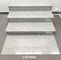 China Wear-resistant Gray Beige Carrara 470x1200mm Super White Body Polished Glazed Ceramic Staircases Step and Riser For Renovation for sale