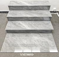 China Wear-resistant Gray Beige Carrara 470x1200mm Super White Body Polished Glazed Ceramic Staircases Step and Riser For Renovation for sale