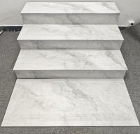 China Eco-friendly Gray Carrara Waterproof 470x1200mm Matt Indoor Floor Ceramic Staircases Step and Riser For Hotel for sale