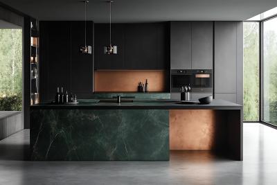 China Green Waterproof 1600x3200x12mm Polished Sintered Stone Slab AAA Grade for Living Room and Building for sale