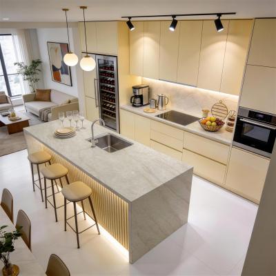 China Eco-friendly and Elegant Beige 1600x3200x12mm Polished Sintered Stone Slab AAA Grade for Rebuilding for sale