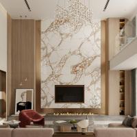 China White and Yellow Wear-resistant and Elegant 800x3600x12mm Polished Sintered Stone Slab AAA Grade for Bedroom for sale