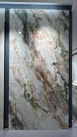 China Firebrick and Stain-resistant Pink and Green 800x3600x12mm Polished Sintered Stone Slab for Background and Office for sale