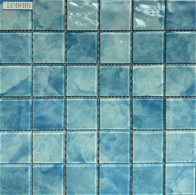 China Elegant and Waterproof Blue and Green Gradient Glass Mosaics for Building and Living Room for sale