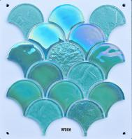 China Wear-resistant and Moisture-proof White Blue and Green Gradient Glass Mosaics for Bedroom and Bathroom for sale