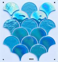 China Wear-resistant and Moisture-proof White Blue and Green Gradient Glass Mosaics for Bedroom and Bathroom for sale