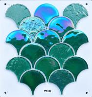 China Wear-resistant and Moisture-proof White Blue and Green Gradient Glass Mosaics for Bedroom and Bathroom for sale
