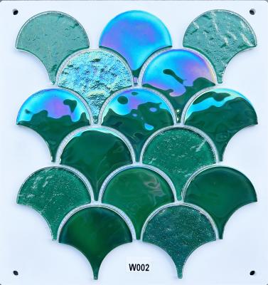 China Wear-resistant and Moisture-proof White Blue and Green Gradient Glass Mosaics for Bedroom and Bathroom for sale