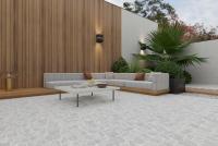China Decorative Elegant Waterproof Stain-resistant Light Gray Stone Style 598x598mm Thickness 12mm Outdoor Floor and Wall Ceramic Tiles For Renovation and Rebuilding for sale