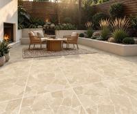 China Grade AAA Decorative Elegant Waterproof Stain-resistant Cream Yellow Stone Style 598x598mm Thickness 12mm Outside Floor And Wall Ceramic Tiles For Renovation And Project for sale