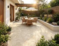 China Grade AAA Decorative Elegant Waterproof Stain-resistant Cream Yellow Stone Style 598x598mm Thickness 12mm Outside Floor And Wall Ceramic Tiles For Renovation And Project for sale
