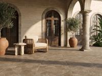 China Wear-resistant Firebrick Grade AAA Moisture-proof Waterproof Stain-resistant Brown Stone Style 598x598mm Thickness 12mm Outside Courtyard Floor And Wall Ceramic Tiles For Renovation and Project for sale